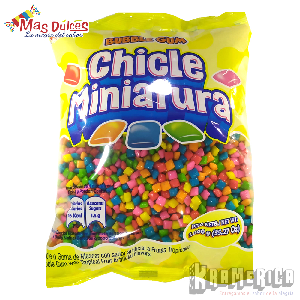 CHICLE MINIATURA MAS DULCES - Bolsa 1kg. (Caja x 12 Bols.) - JulyLuly